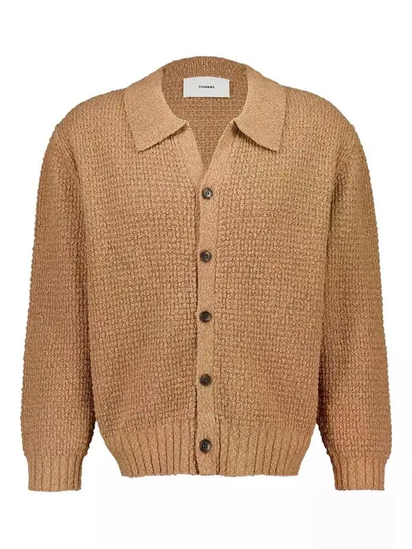 Commas Textured-knit Cardigan - Brown