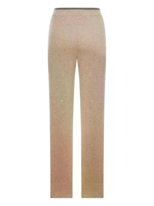 Brunello Cucinelli Ribbed-knit Embellished Trousers