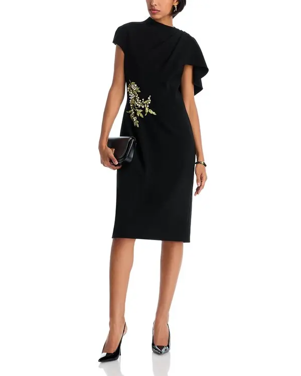 Rickie Freeman For Teri Jon Embellished Cape Dress