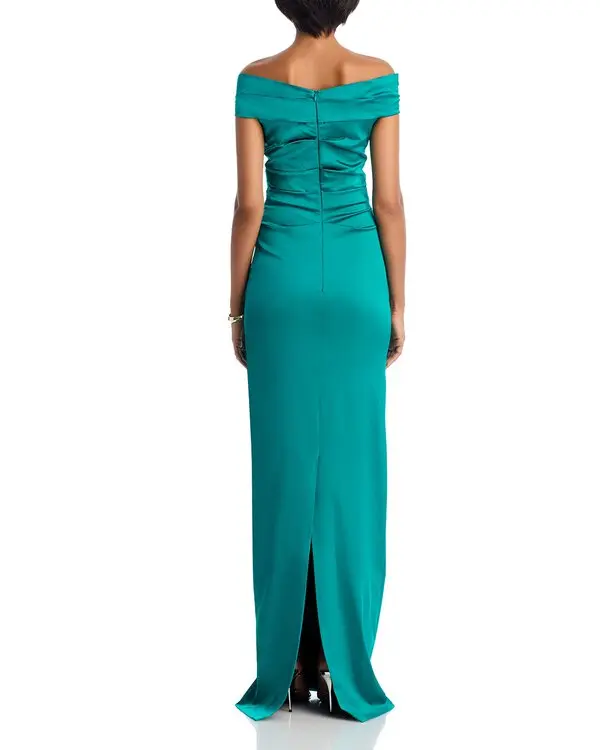 Rickie Freeman For Teri Jon Satin Ruched Gown