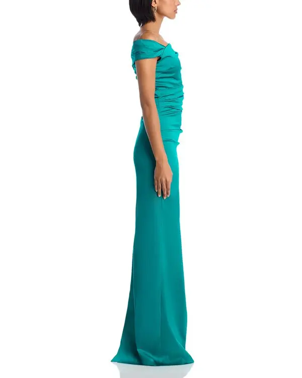 Rickie Freeman For Teri Jon Satin Ruched Gown