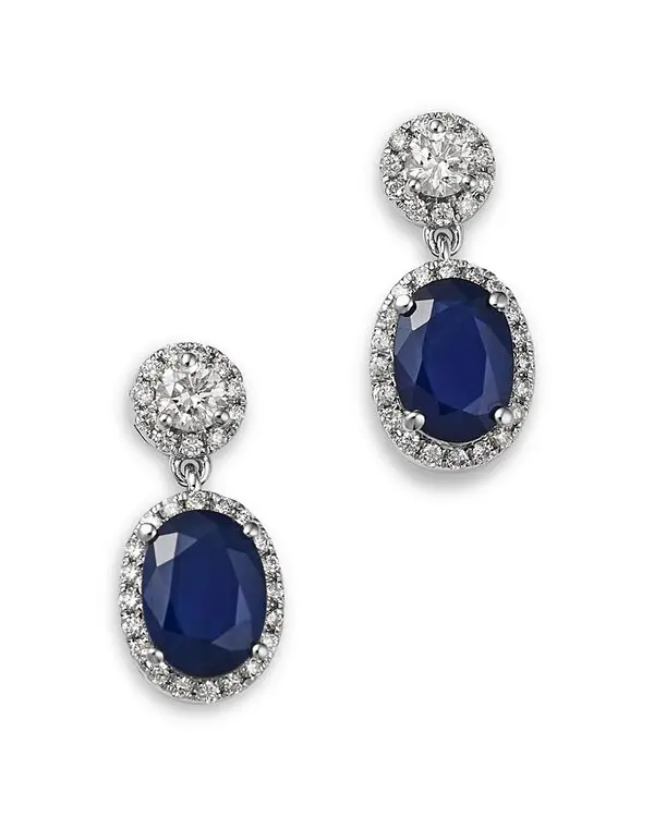 Bloomingdale'S Sapphire & Diamond Drop Earrings In 14k - White Gold