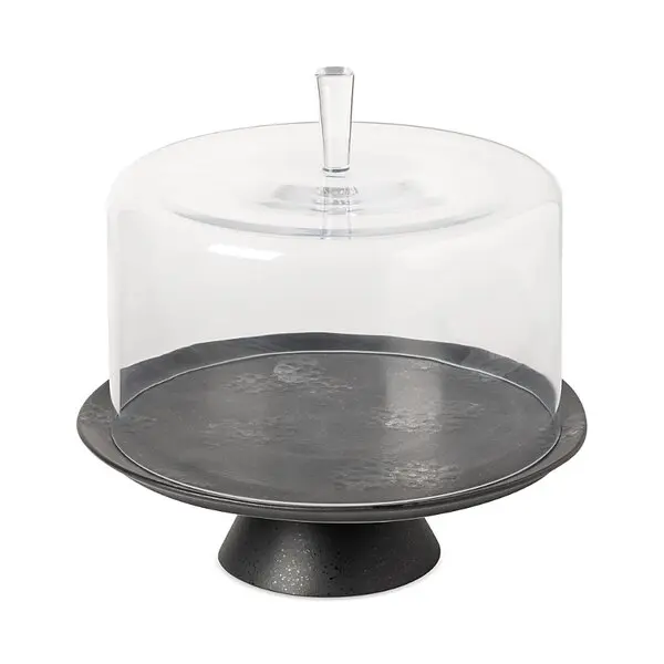 COSTA NOVA Set Footed Cake Plate With Glass Dome - Black