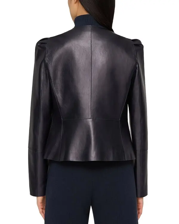 Lafayette 148 New York Leather Puff Sleeve Jacket