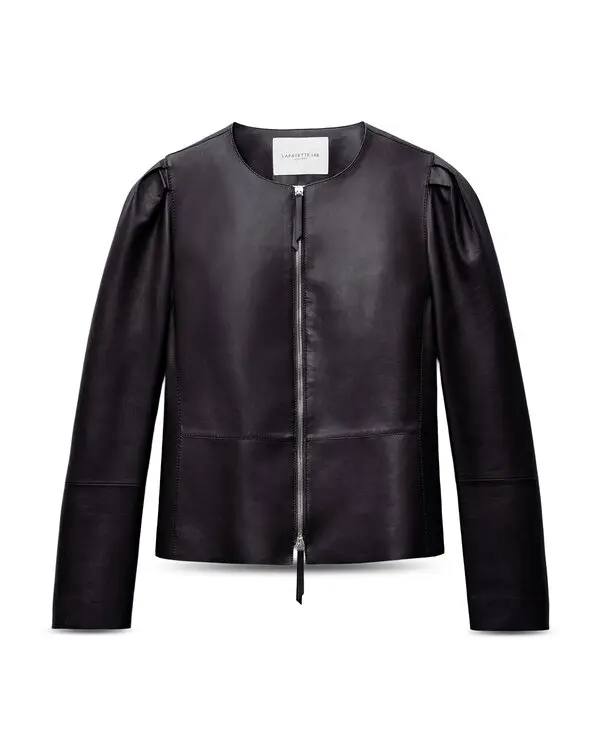 Lafayette 148 New York Leather Puff Sleeve Jacket