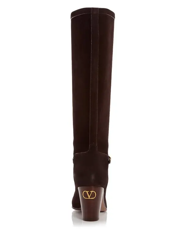 Valentino Garavani Pattie Tall Suede Boots - Brown