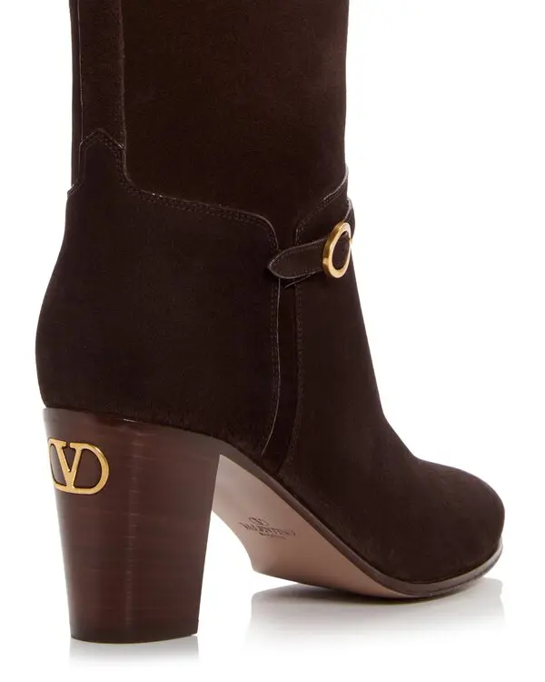 Valentino Garavani Pattie Tall Suede Boots - Brown