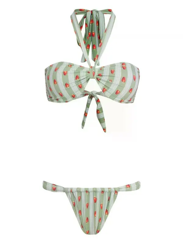 BRIGITTE Strawberry-print Bikini - Green