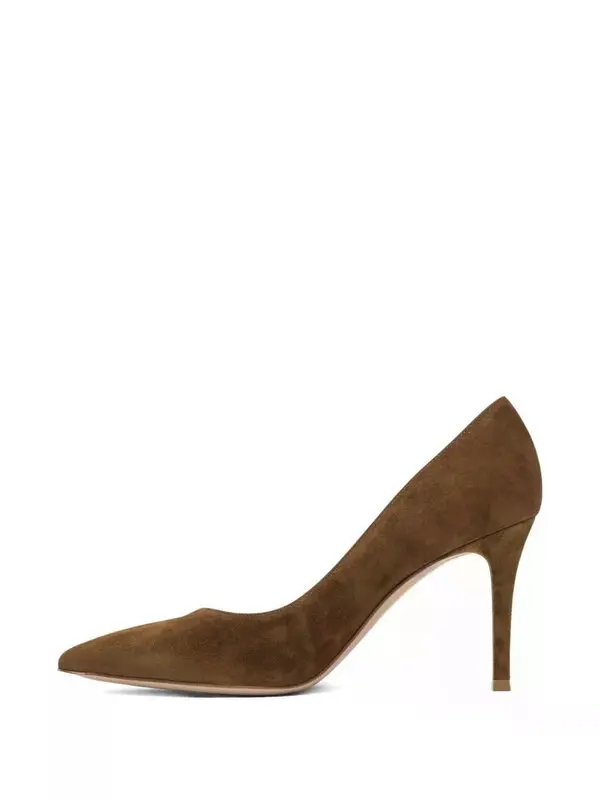 GIANVITO ROSSI 85mm Suede Pointed-toe Pumps - Brown