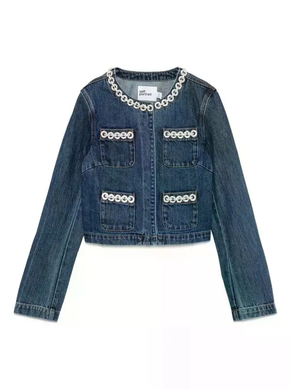 SELF-PORTRAIT Embellished Denim Jacket
