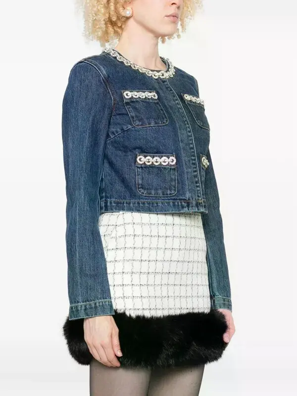 SELF-PORTRAIT Embellished Denim Jacket