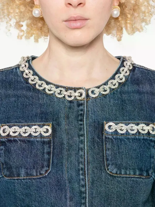 SELF-PORTRAIT Embellished Denim Jacket