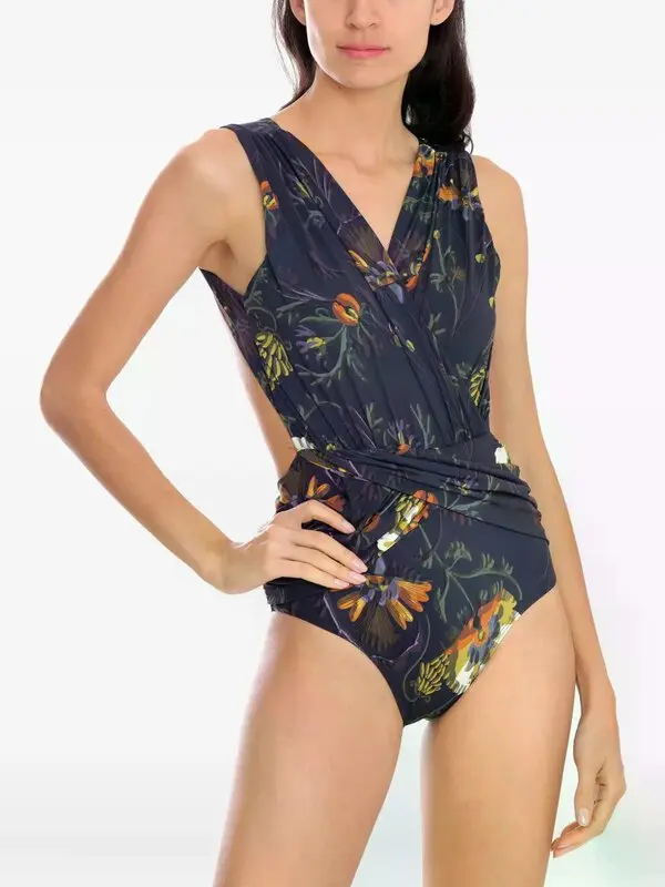 BRIGITTE Floral-print Open-back Swimsuit