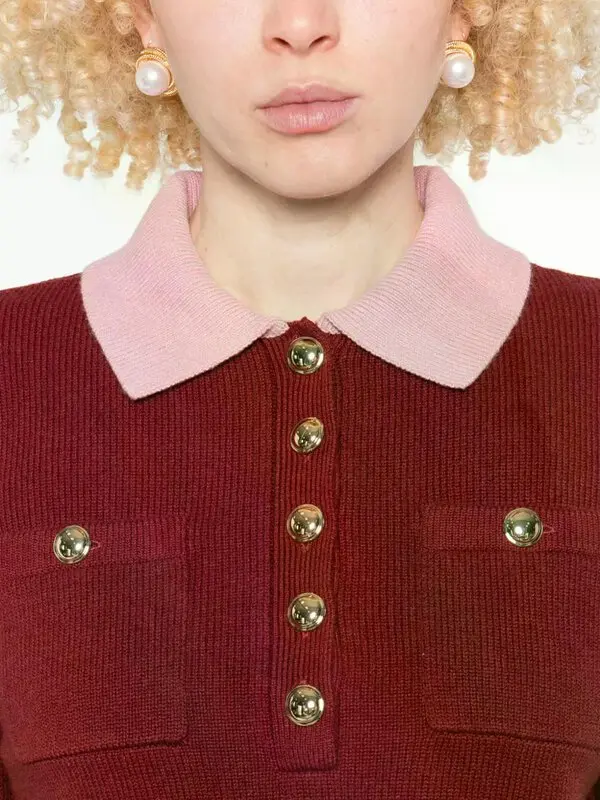 SELF-PORTRAIT Contrast-collar Polo Top