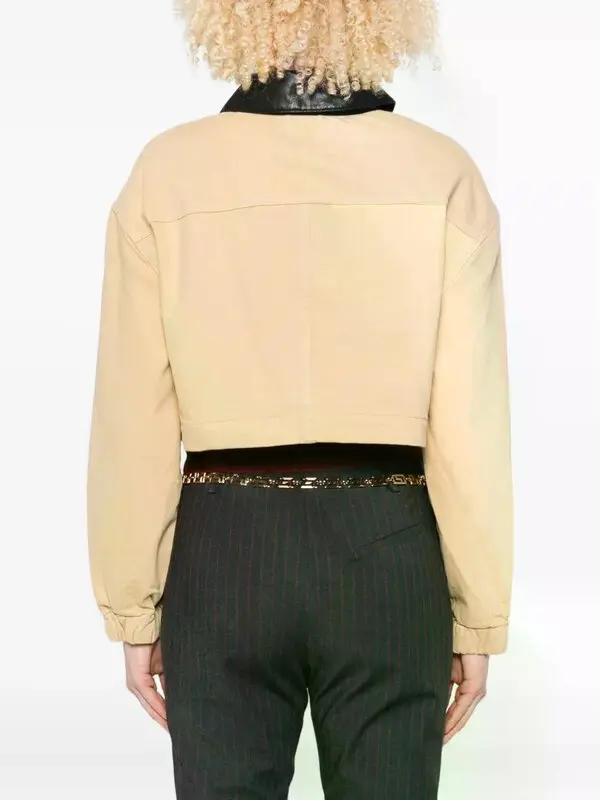 SELF-PORTRAIT Leather-collared Cropped Jacket
