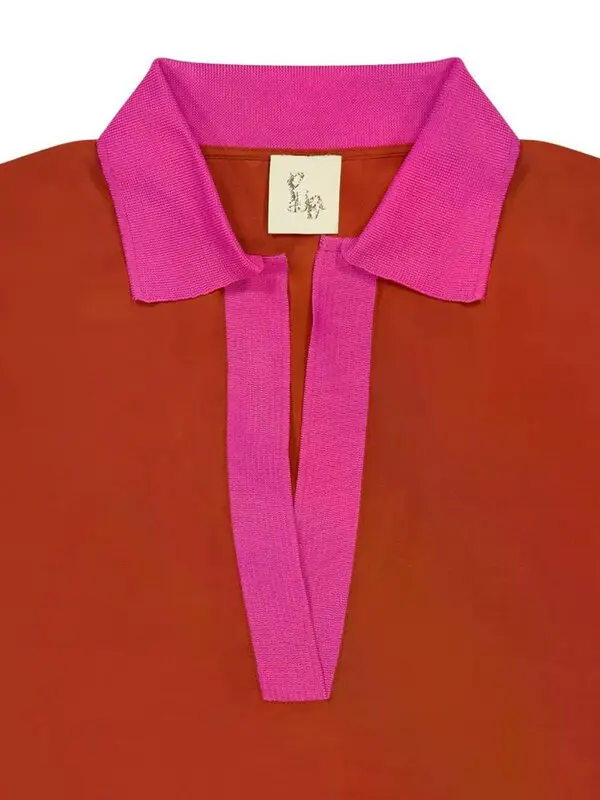 PAULA V-neck Blouse - Red