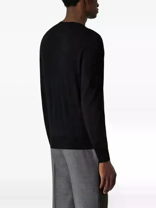 Canali Crew-neck Wool Sweater - Black