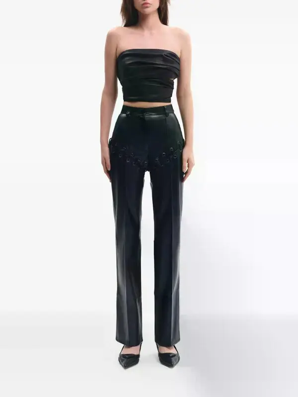 LIKA Detachable-leg Lace-up Eyelet Trousers - Black