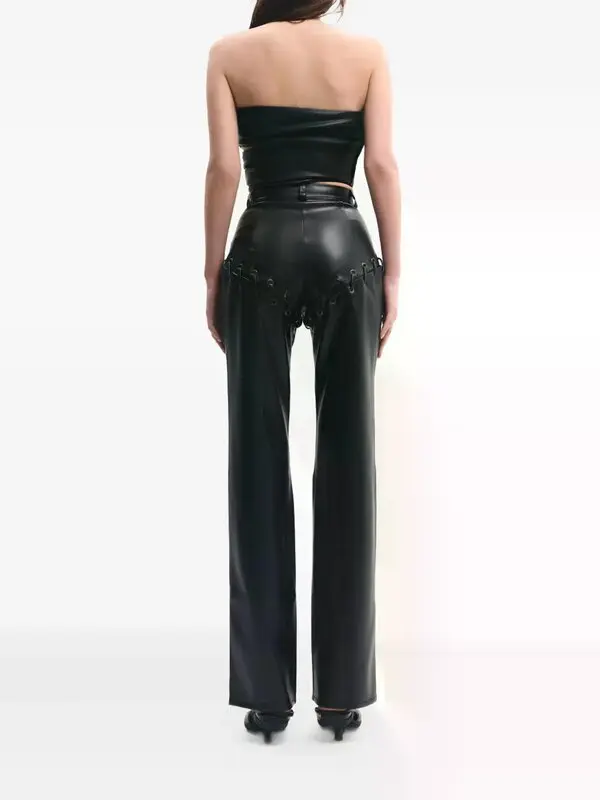 LIKA Detachable-leg Lace-up Eyelet Trousers - Black