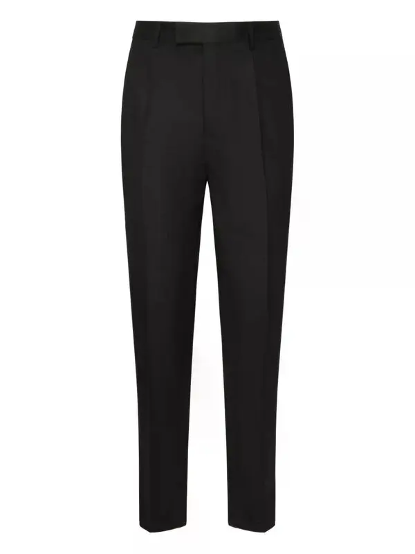Zegna Pleated Wool Trousers - Black