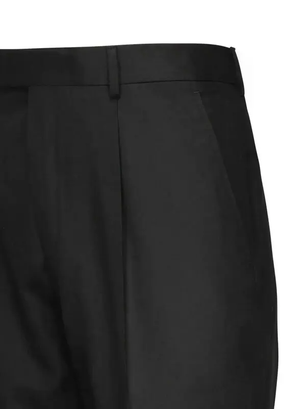 Zegna Pleated Wool Trousers - Black
