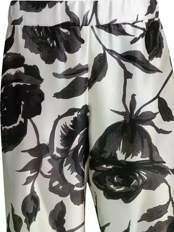SLEEP NO MORE Rose-print Silk Trousers