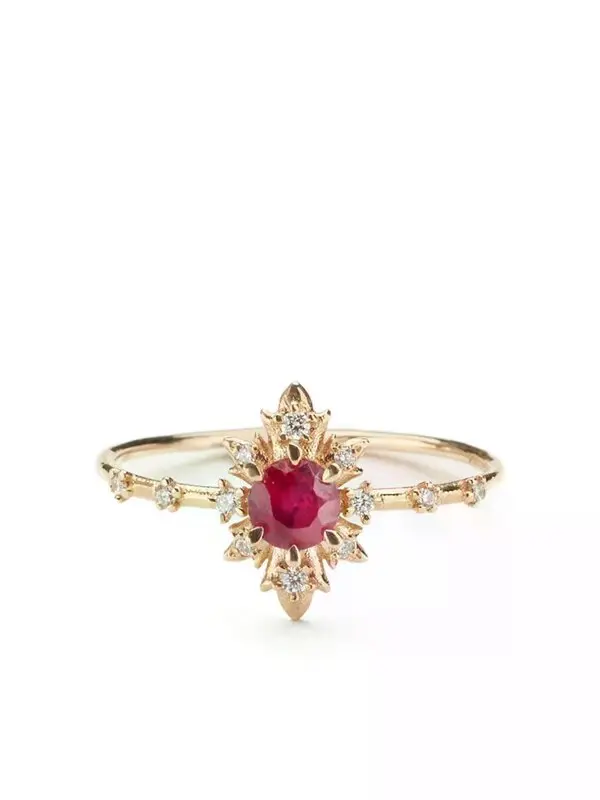 SOFIA ZAKIA 14k Yellow Termina Ruby Diamond Ring