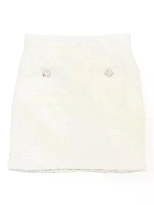 SELF-PORTRAIT Embellished Tweed A-line Skirt - Neutrals