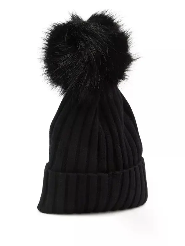 Moncler Ribbed Knit Pom-pom Beanie - Black