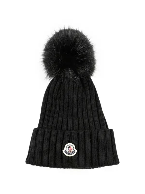 Moncler Wool Beanie With Pom Pom - Black