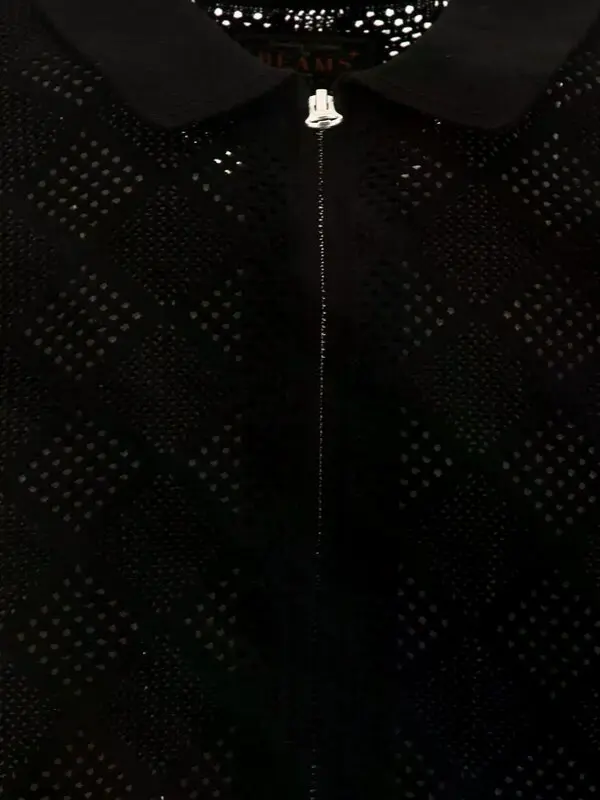 BEAMS Zip-front Mesh Polo Shirt