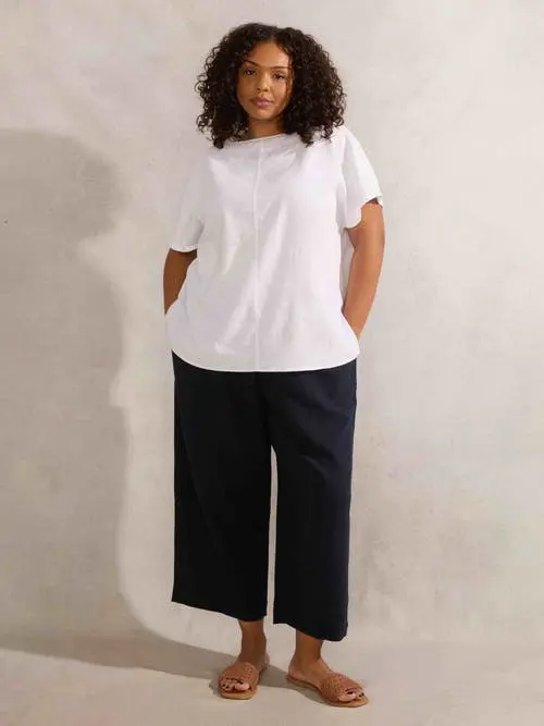 LIVE UNLIMITED Linen Mix Tapered Pants - Navy