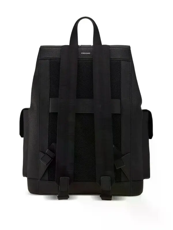 FERRAGAMO Drawstring Flap Backpack - Black