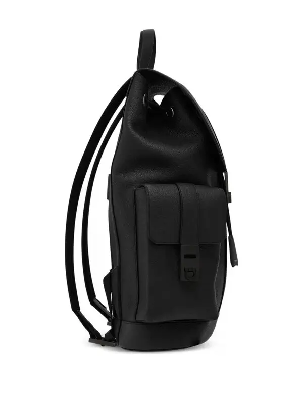 FERRAGAMO Drawstring Flap Backpack - Black