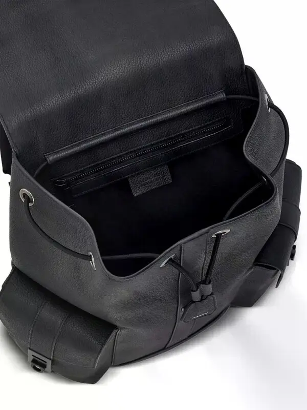 FERRAGAMO Drawstring Flap Backpack - Black