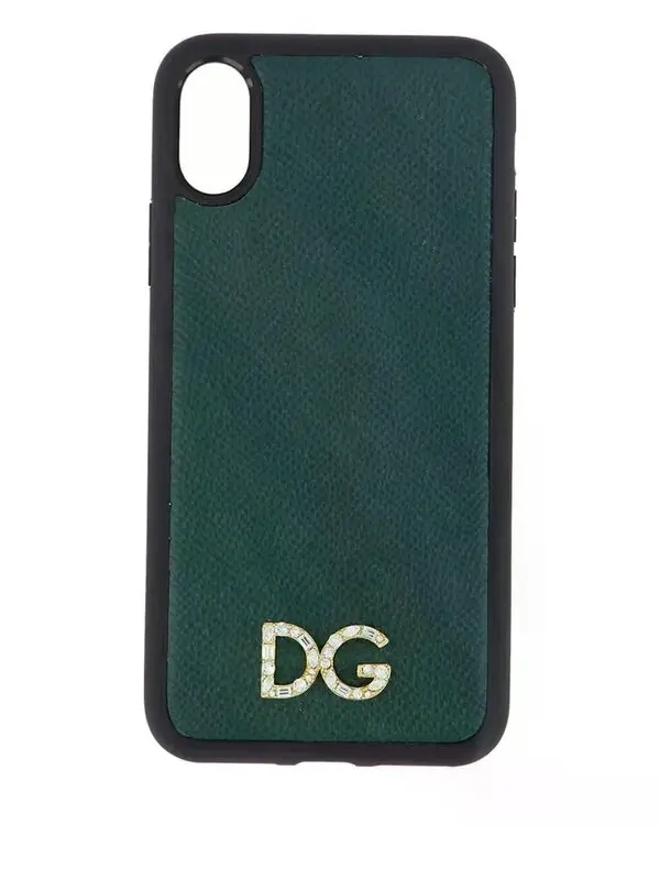 Dolce & Gabbana Crystal-embellished Leather X-xs Iphone Cover - Green