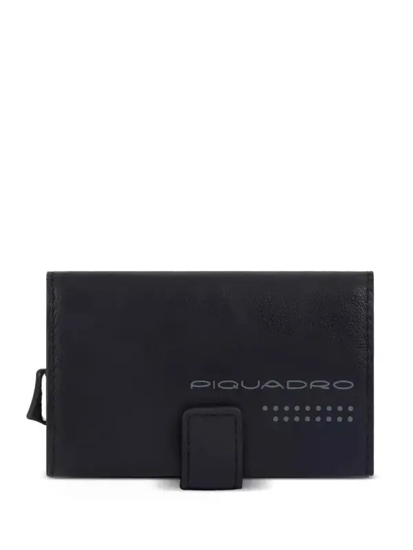 PIQUADRO Leather Flap Cardholder - Black