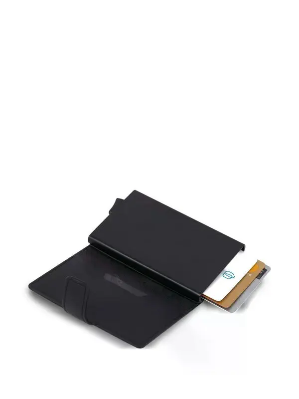 PIQUADRO Leather Flap Cardholder - Black