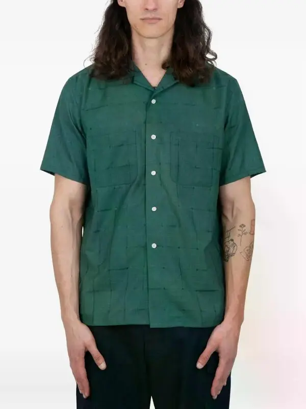 BEAMS Grid-pattern Short-sleeve Shirt