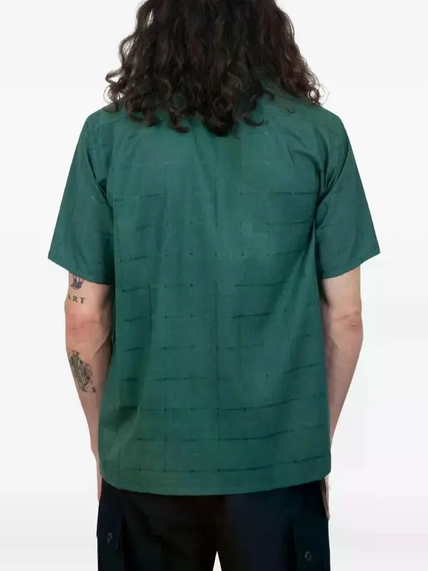 BEAMS Grid-pattern Short-sleeve Shirt
