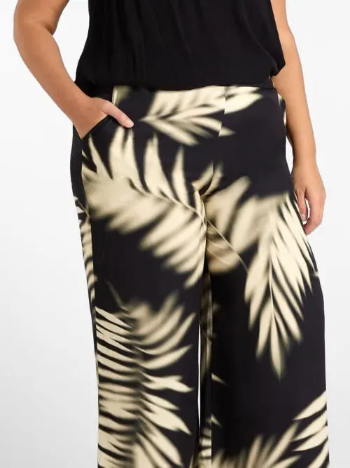 LIVE UNLIMITED Leaf Print Wide Leg Pants