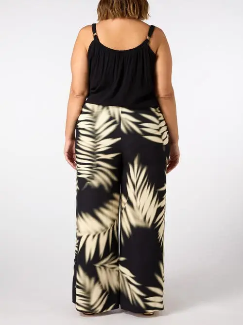 LIVE UNLIMITED Leaf Print Wide Leg Pants