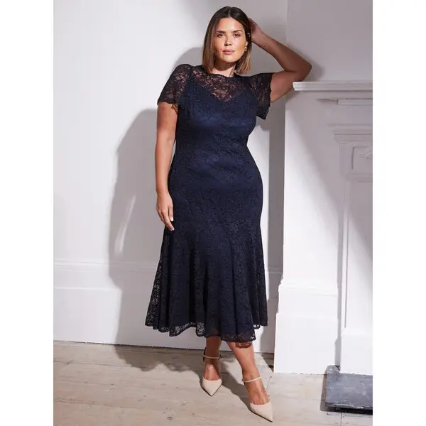 LIVE UNLIMITED Lace Midaxi Dress - Navy