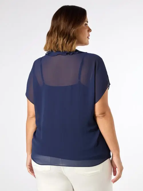 LIVE UNLIMITED Chiffon Ruffle Short Sleeve Blouse
