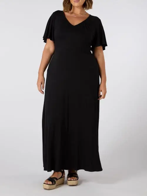 LIVE UNLIMITED Jersey V-neck Maxi Dress