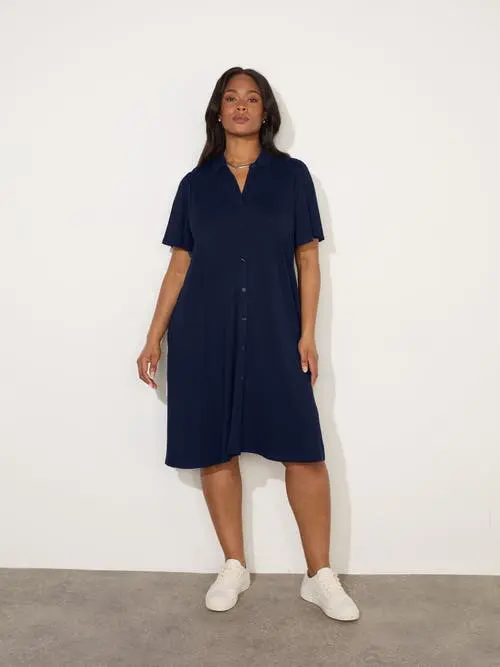 LIVE UNLIMITED Flutter Sleeve Shirt Dress