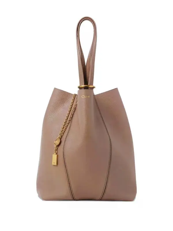 Chloé Leather Tote With Chain Detail - Pink