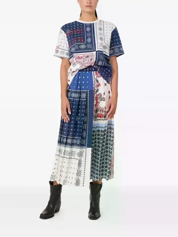 Max Mara Luna Printed Pleated Midi Skirt