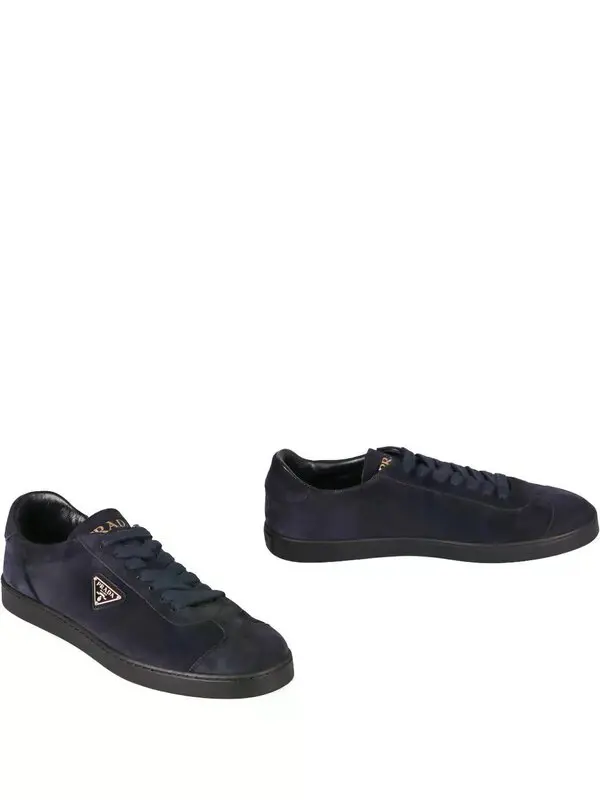 Prada Suede Lace-up Sneakers With Logo Plaque