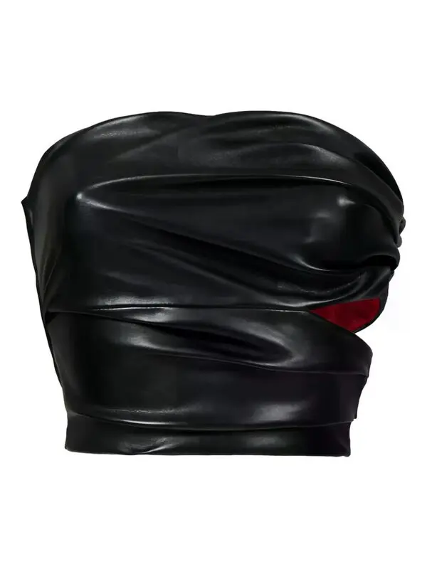 LIKA Name Draped Faux-leather Top